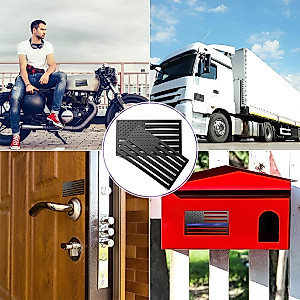 BESULEN 3D American Flag Emblem Decal, 2 Pack Acrylic Cut-Out Military Patriotic Sticker, Matte Black Auto Bumper Door Window USA Flag Emblem, Car Exterior Accessories for Truck, SUV, Motorcycle