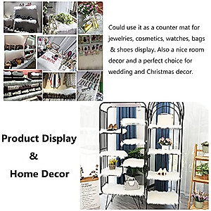 Qioly Pack of 2, Faux Fur Plush Cushion Fluffy Square Small Area Rug, Luxury Background for Small Items/ Jewelry/ Nail Art Desk Photos, Product Display & School Locker Decor (White + Grey)