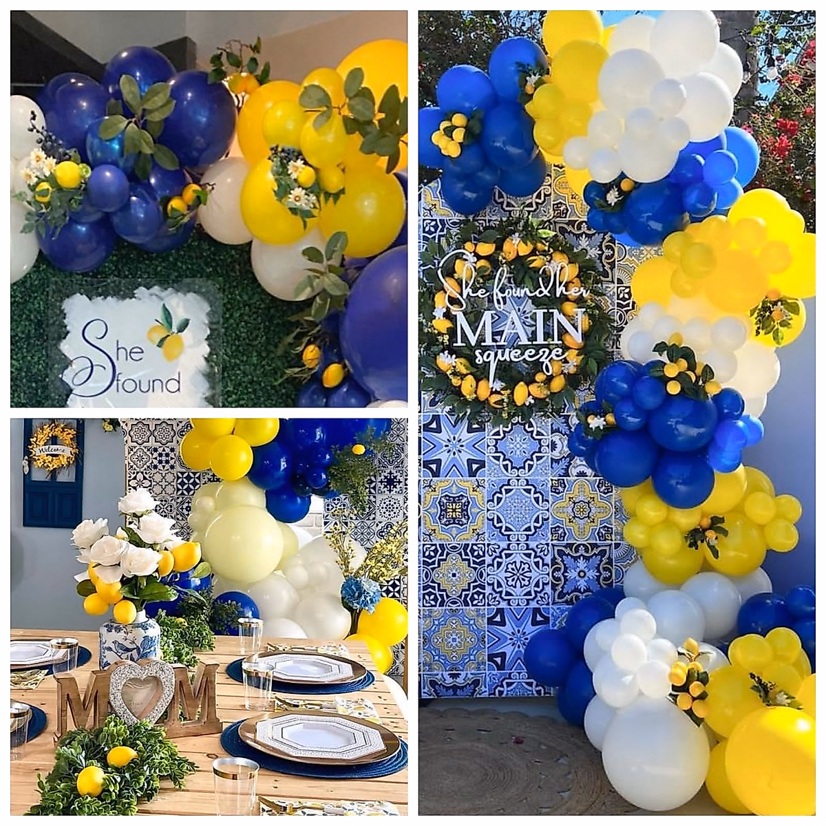 207Pcs Royal Blue Yellow Balloon Arch Kit for Summer Lemon Birthday Wedding Party Decoration,Amalfi Coast Decors Her Main Squeeze Bridal Shower Graduation Party Supplies