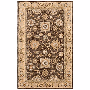SAFAVIEH Anatolia Collection Area Rug - 6' x 9', Brown & Taupe, Handmade Traditional Oriental Wool, Ideal for High Traffic Areas in Living Room, Bedroom (AN556C)