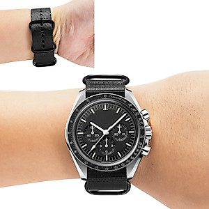 Ritche Christmas Gift 20mm Black Military Ballistic Nylon Strap With Black Heavy Buckle Bands for Omega x Swatch Moonswatch Compatible with Timex Weekender Watch Band, White Elephant Gifts, Stocking Stuffers for Men