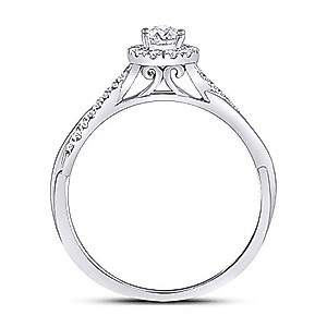 14kt White Gold Oval Diamond Solitaire Bridal Wedding Engagement Ring 1/3 Cttw