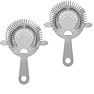2 Pack of Cocktail Strainer Stainless Steel Bar Cocktail Strainer Filtering Tool for Bar Restaurant Home, 15.5*11*2, (NO)