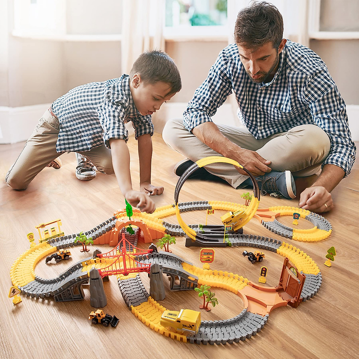 OR OR TU Toys for Boys 5-7, Race Track for Toddlers 3-5, 342Pcs Construction Toys for Boys Kids Car Track Toy Train Set Flexible Gift for 3 4 5 6 7+ Years Old