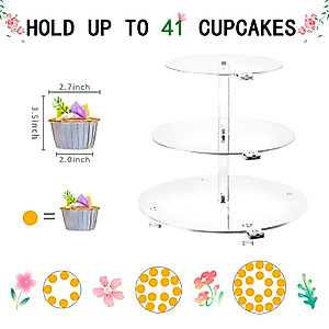 MYHAPL LED Acrylic Cupcake Stand,Square Clear Cupcake Tower Display Stands for Halloween Party, Christmas,Wedding, Party, Baby Shower,Get-Together(3 Tier Round)