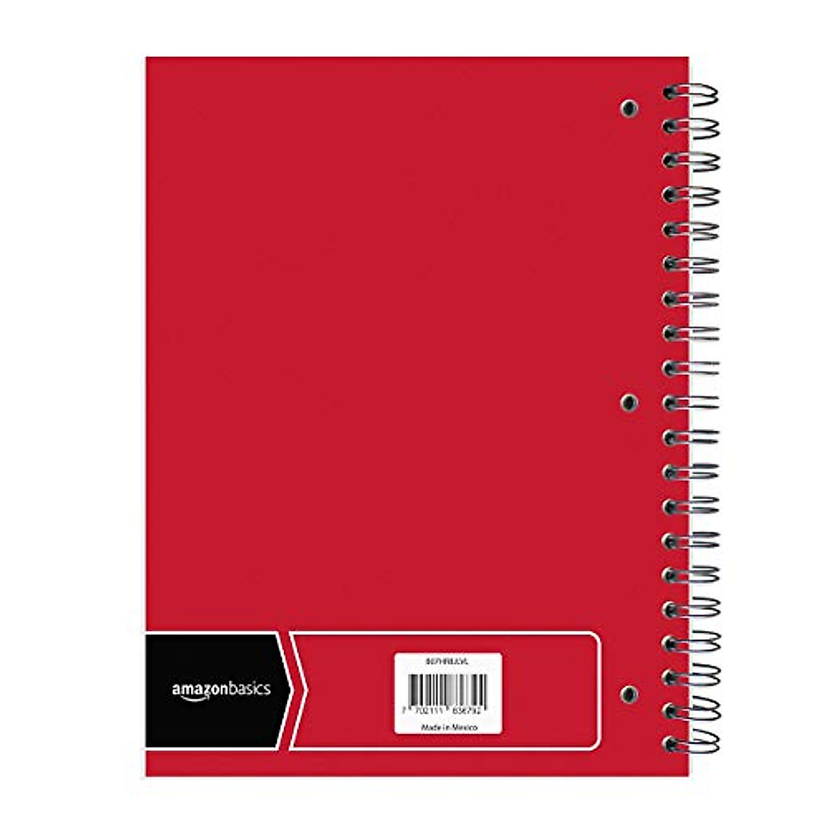 Amazon Basics Wide Ruled Wirebound 3-Subject 150-Sheet Notebook with Pocket Divider - Pack of 6, 10.5 x 8 Inch, Multi-Color