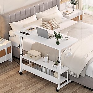 armocity Height Adjustable Standing Desk with Power Outlets, White