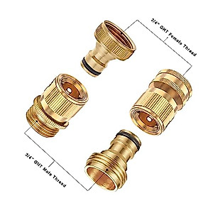 DINHAND 4 Sets Garden Hose Quick Connector No-Leak 3/4 GHT Inch Male and Female Thread Water Hose Fittings