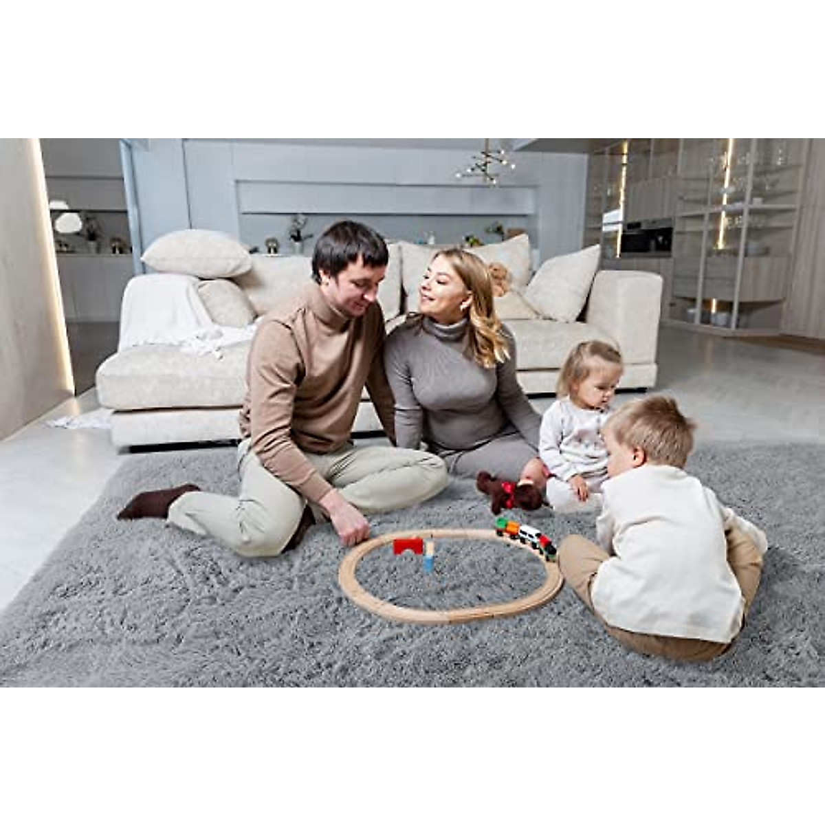 LOCHAS Ultra Soft Indoor Modern Area Rugs Fluffy Living Room Carpets for Children Bedroom Home Decor Nursery Rug 8x10 Feet, Gray