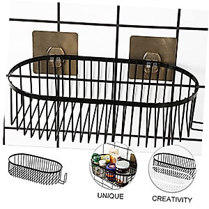 DOITOOL Bathroom Shelf Wall Mount Shelves Hanging Storage Shelves Sink Shelf Shower Organizer Kitchen Storage Basket Wall Mounted Bathroom Shelf Shampoo Holder Bathroom Holder Black Oval