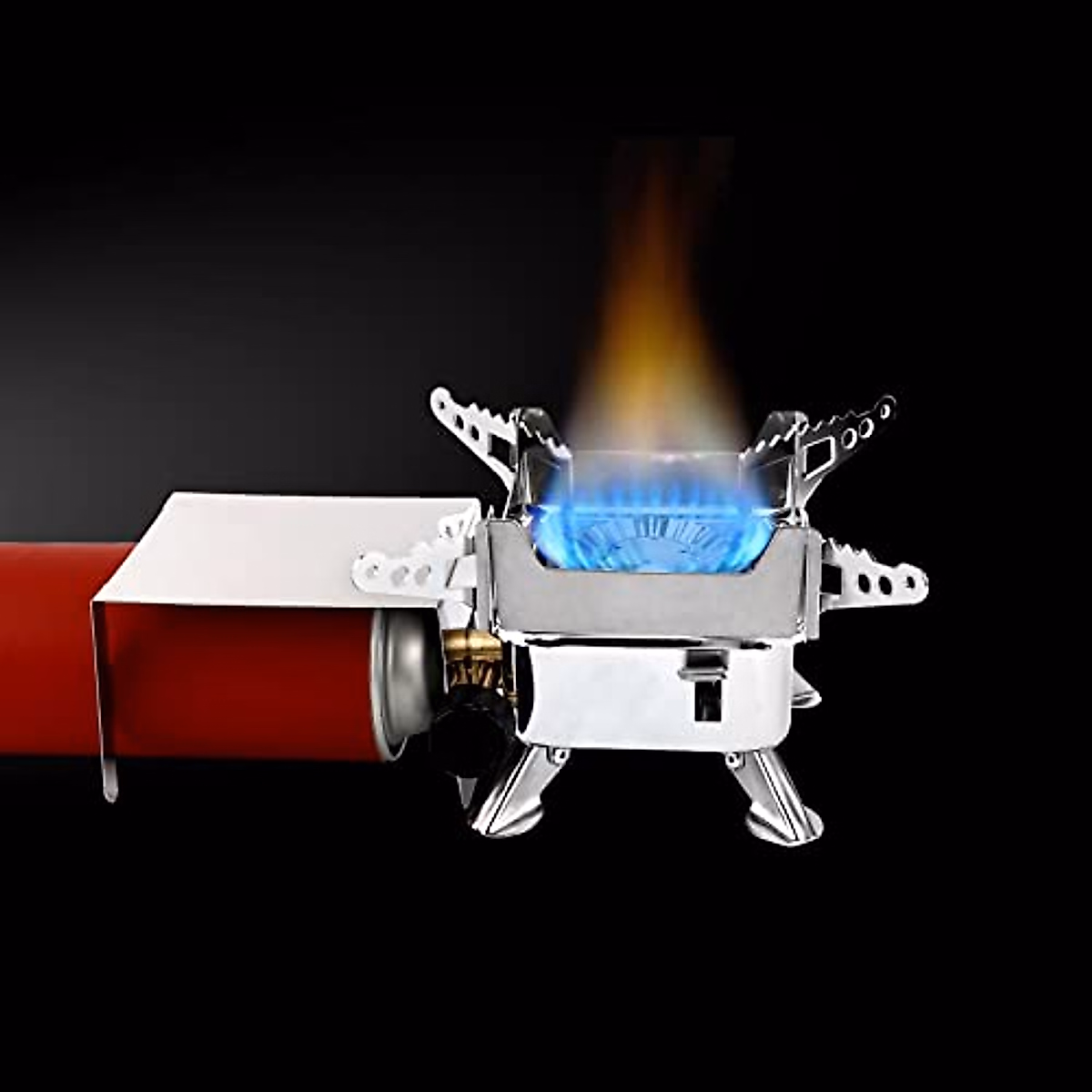 SAN LIKE Portable Backpacking Stove Lightweight Camping Stove with Windproof Sheets, Strong Blue Flame, Pocket Stove Furnace Burner For Backpacking Hiking Picnic BBQ Ice Fishing Survival Emergency