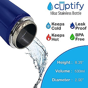 Personalized Children Water Bottle with Lid and Protective Silicone Boot Custom Navy Blue Coral Ombre 18 oz Modern Insulated Stainless Steel for Boys and Girls