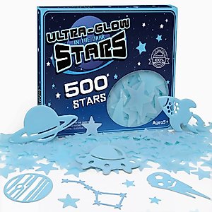 500Pcs 3D Glow in the Dark Stars Blue Glow in the Dark Stars for Ceiling Space Wall Decals Glowing Astronaut Universe Planet Galaxy Wall Stickers Ceiling Decorations for Boys Kids Bedroom Decor (Blue)