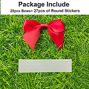 AKLVBL 25 Pack Set Satin Ribbon Bows Pretied Bows with Sticky Gel Pads for Treat Bags, Gift Bags, Bakery Candy Bags and Package Decorating or Gift Decorating (Red)