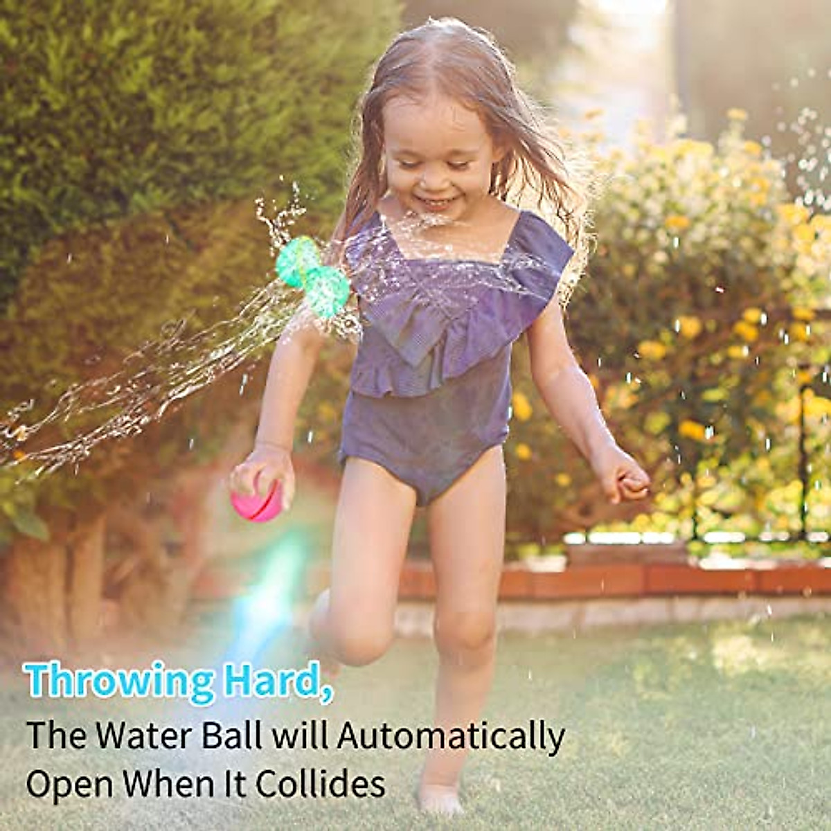 WHDPETS Reusable Water Balloons for Kids Water Bombs Splash Balls for Pool, Refillable Quick Fill Self Sealing for Water Fight Game, Water Park, Summer Party, 6 PCS