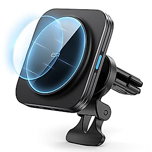 ESR Magnetic Wireless Car Mount Charger (HaloLock), Compatible with MagSafe Car Charger, Air Vent Car Phone Holder for iPhone 14/13/12 Series, Car Accessories, Fast Charging, Strong Magnets, Black