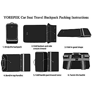 Padded Car Seat Travel Backpack Bag,Durable Large Backpack for Car Seats,Airport Gate Check Bag,Carseat Carrier Bag,Infant Seat Travel Bag with Padded Shoulder Strap,Travel Carseat Cover,Black