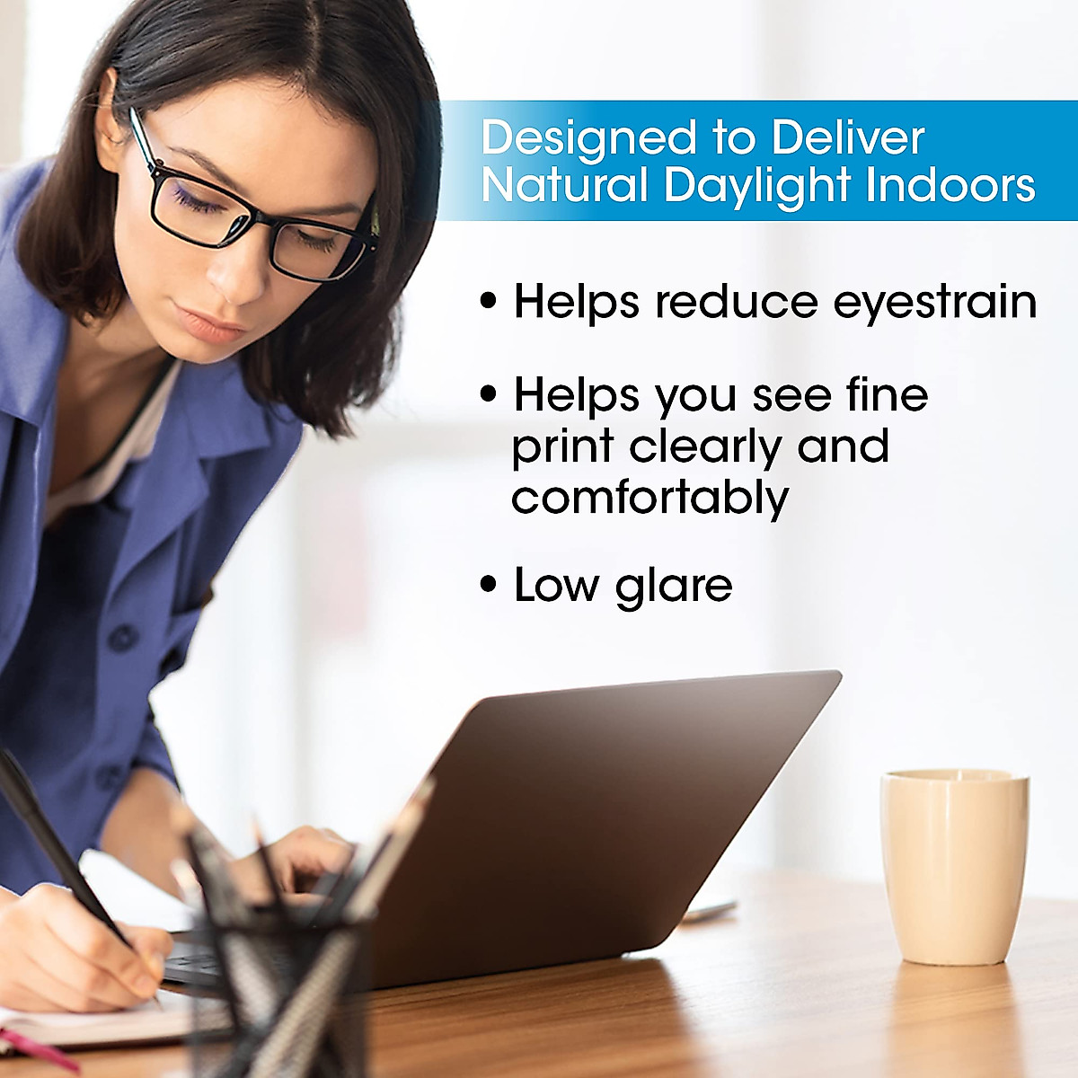 OttLite LED Standing Floor Lamp with Adjustable Flex Neck - Dimmable with 3 Brightness Levels & Energy Efficient Natural Daylight LEDs - Stable Base for Living Room, Dorm, Bedroom, Office & Workshop