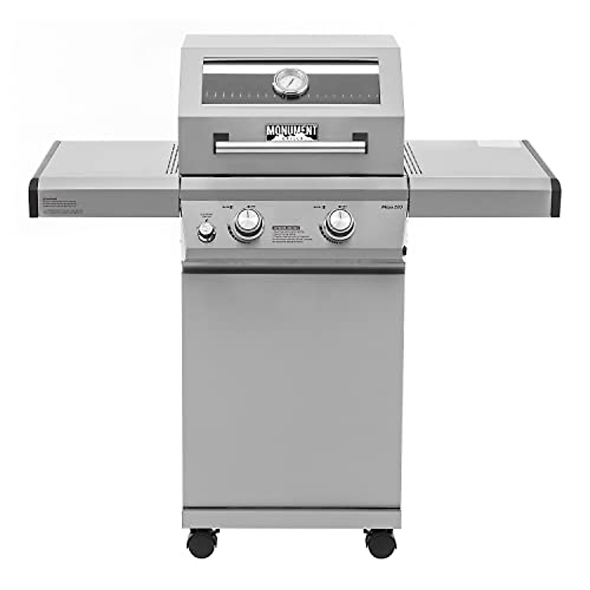 Monument Grills 14633 2-Burner Stainless Steel Liquid Propane Gas Grill with Clear View Lid, LED Controls Mesa 200