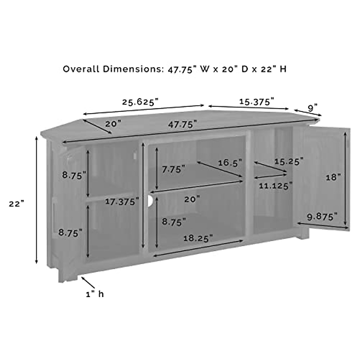 Crosley Furniture Camden TV Stand for 50+ inch TVs, Entertainment Center with Adjustable Storage Shelves, Whitewash