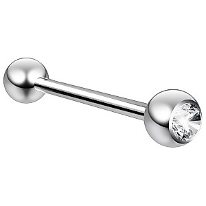 Evonix 14g Gem Tongue Ring Crystal Ball Glittery Jeweled Piercing Jewelry Sparkling CZ Stud Rings For Women