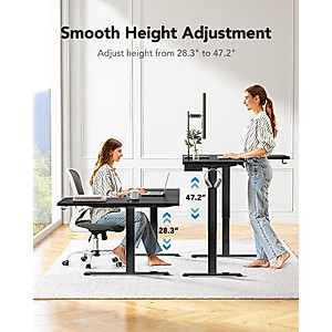 HUANUO L-Shaped Standing Desk, 63 x 40 inch Dual Motor Corner Standing Desk, Electric Height Adjustable Computer Desk with Cable Tray & 3 Preset Heights, Raising Desk for Home Office, Black, HNESD109