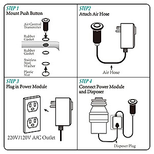 BESTILL Sink Top Garbage Disposal Air Switch Kit with Single Outlet, Oil Rubbed Bronze/ORB (Long Push Button with Brass Cover), UL Listed