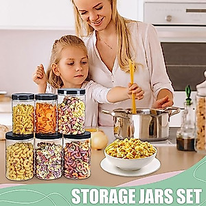 OUSHINAN 24 Pack Clear Plastic Jars - 32oz & 16oz Plastic Containers with Black Screw-0n Llids Reusable Storage Jars ldeal for Kitchen and Household Organization (lncludes 24 Labels and 1 Pen)