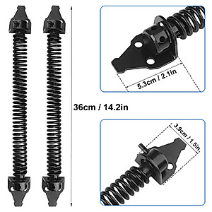 2 Pack 14 Inch Heavy Duty Self Closing Fence Gate Spring, Adjustable Automatic Gate Closure Hardware for Outdoor Wooden Gate and Vinyl Fence, Carbon Steel with Black Powder Coating, by GENHAKON