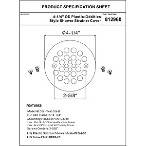 Artiwell 4-1/4“ Shower Strainer Drain Trim Set, Screw-in Shower Strainer Drain Cover, Plastic-Oddities Style Replacement Strainer Grid,Machine & Self-Tapping Screws Included (MATT Black)