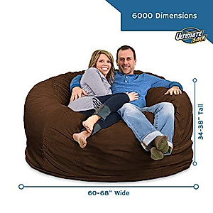 ULTIMATE SACK Bean Bag Chairs in Multiple Sizes and Colors: Giant Foam-Filled Furniture - Machine Washable Covers, Double Stitched Seams, Durable Inner Liner. (6000, Grey Suede)