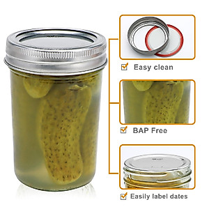 Woaiwo-q Mason Jars 8 oz Regular Mouth,30 Pack Canning Jars Jelly Jars With Airtight Lids, Ideal for Jam/Honey/DIY Projects/Wedding Favors/Shower Favors