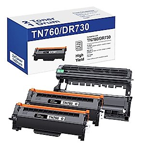 TN760 Toner Cartridge and DR730 Drum Unit-3 Packs Compatible cartridges for Brother TN760 TN-760 TN730 TN-730 DR730 to use with HL-L2350DW MFC-L2710DW Printer (2 Toner Cartridge, 1 Drum Unit)