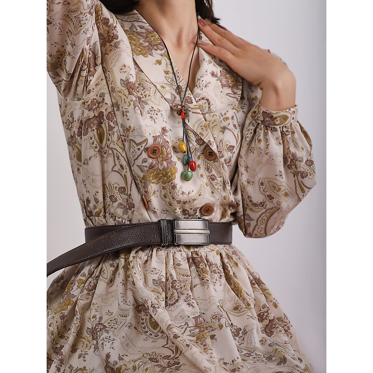 MINACHI Bohemian Leaf and Colorful Heart Shape Beads Lariat Necklace, Long Jewelry for Women