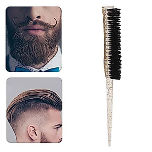 Point Tail Teasing Brush Hari Shaving Brush, Nylon Bristles Men Shaving Brush Beard Cleaning Tool for Homeuse or Barber Salon (Gold)