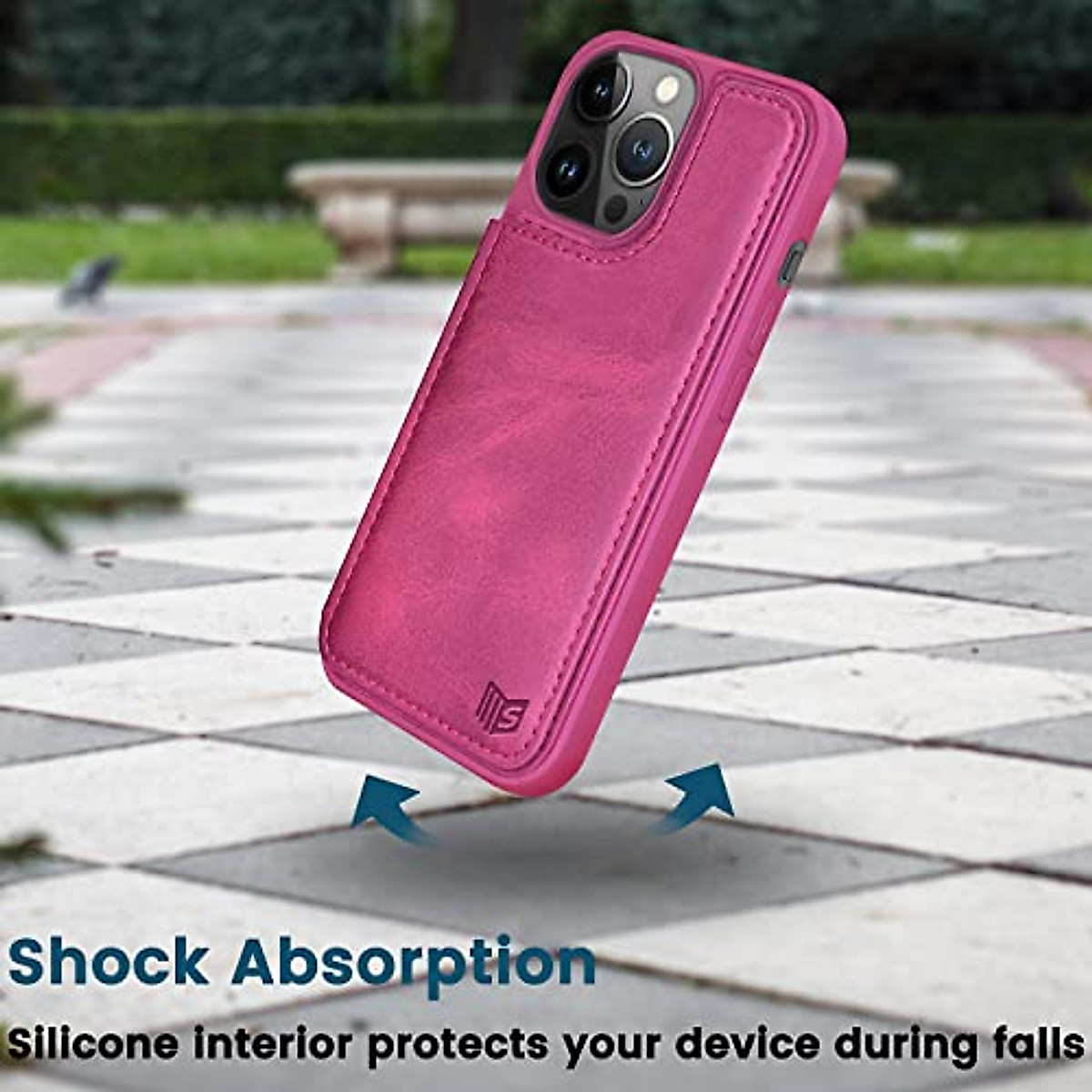 SUANPOT for iPhone 14 Pro Max 6.7" Wallet case with RFID Blocking Credit Card Holder,Flip Book PU Leather Phone case Protective Cover Cellphone Women Men for Apple 14 Pro Max case Wallet Rose Red