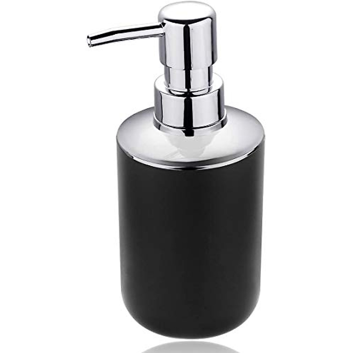 6 Pcs Plastic Bathroom Accessory Set Luxury Bath Accessories Bath Set Lotion Bottles, Toothbrush Holder, Tooth Mug, Soap Dish, Toilet Brush, Trash Can, Rubbish Bin (Black)