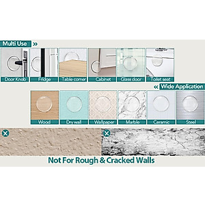 6PCS Clear Self Adhesive Rubber Door Knob Wall Shield Door Stopper, Silicone Cushion Guard for Door Handle Bumper, Wall Protection Solution Fridge Door Stopper and Stopper for Wall