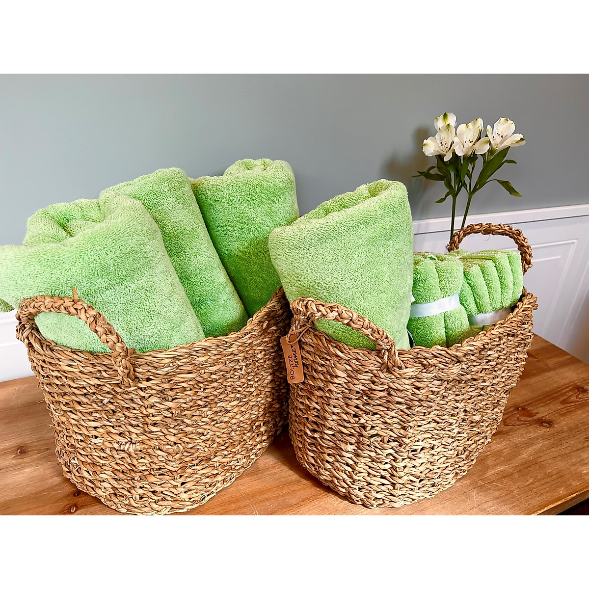 WHW Whole House Worlds Made by Nature Seagrass Baskets, Set of 2 Ovals, Handwoven, Chunky Sweater Weave, 19 and 16.5 Inches