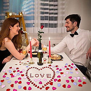 400 Pieces Valentines Day Heart Table Confetti Decoration, Love Heart Shaped Sponge Petal, Romantic Decor for Tables Valentine Confetti Wedding Decoration Supplies (Red, Pink, White, purple)