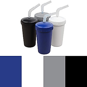 Re-Play Made in USA 10 Oz. Straw Cups for Toddlers, Pack of 4 - Reusable Kids Cups with Straws and Lids, Dishwasher/Microwave Safe - Toddler Cups with Straws 3.13" x 5.5", Droid