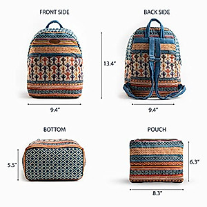 Maison d' Hermine Backpack Cotton Shoulder Backpack with Small Pouch Lightweight Bag for Travel Work Beach Perfect for Women & Men (Ikat - Ikatan)