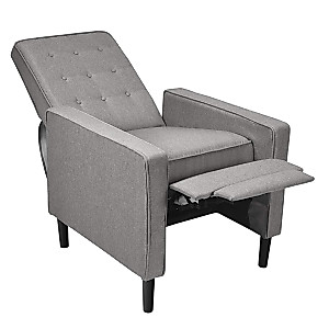 Giantex Set of 2 Push Back Recliner Chair, Modern Fabric Recliner w/Button-Tufted Back, Accent Arm Chair for Living Room, Bedroom, Home Office (Grey)