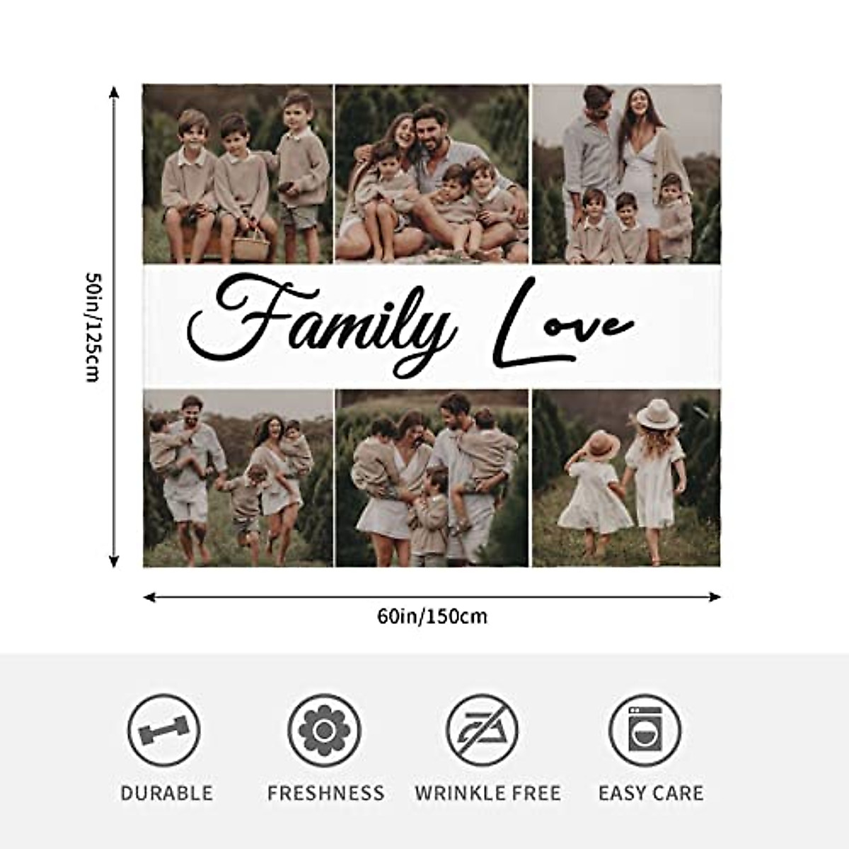 Ivarunner Personalized Family Throw Blanket,Blanket, Travel/Home/Bed/Sofa/Couch/Tapestry,Gifts for Family/Women/Mom/Adults,Home Decor,60"X50"