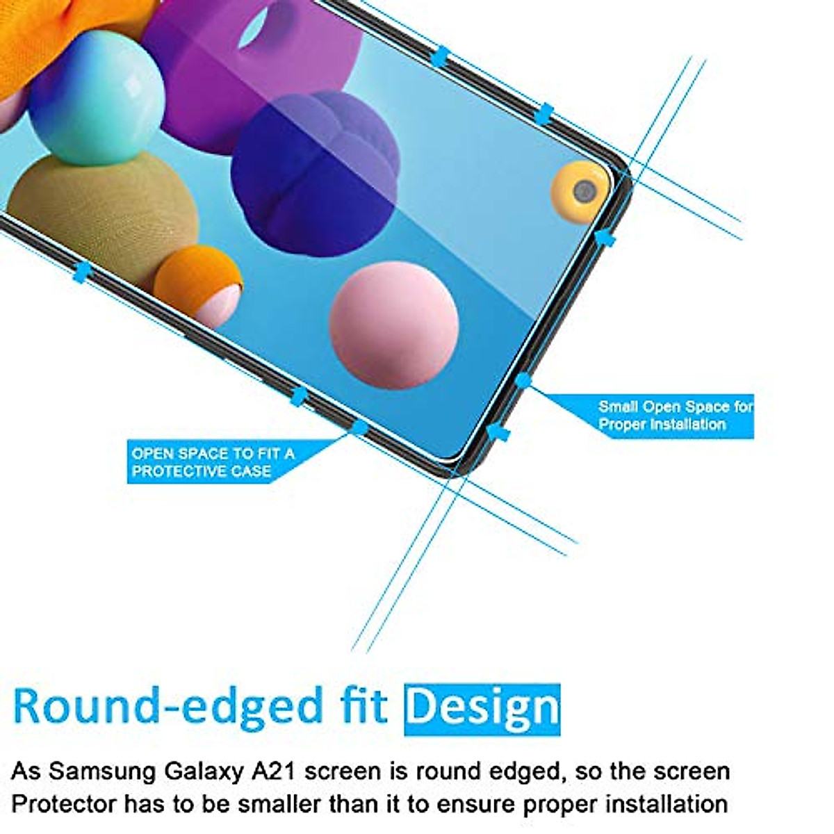 NEW'C [3 Pack] Designed for Samsung Galaxy A21 Screen Protector Tempered Glass, Case Friendly Ultra Resistant