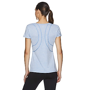 Reebok Womens Varigated Heathered Basic T-Shirt, Blue, Medium