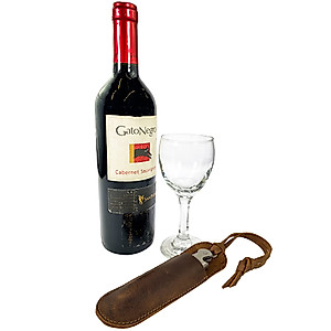 Hide & Drink, Corkscrew Holder with Strap Handmade from Full Grain Leather - Classy Wine Opener Case, Waiter Accessory - Bourbon Brown