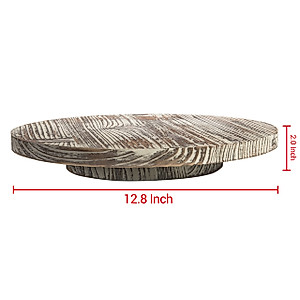 MyGift 13 Inch Torched Wood Lazy Susan Turntable Rotating Tray Condiment Serving Tray, 360 Degree Spinning Spice Rack Organizer