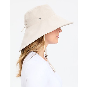 Solbari Ultra Wide Cotton Linen Hat - UPF50+ Packable UV Sun Protection Hat with Large Brim and Detachable Strap, Light Natural, Small - Medium