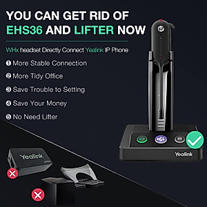 Yealink WH63 Wireless Headset with Microphone for Computer PC Laptop Teams Certified Headset Office IP VoIP Phones Noise Canceling Mic Single Ear Headset with Charge Stand for Unified Communication